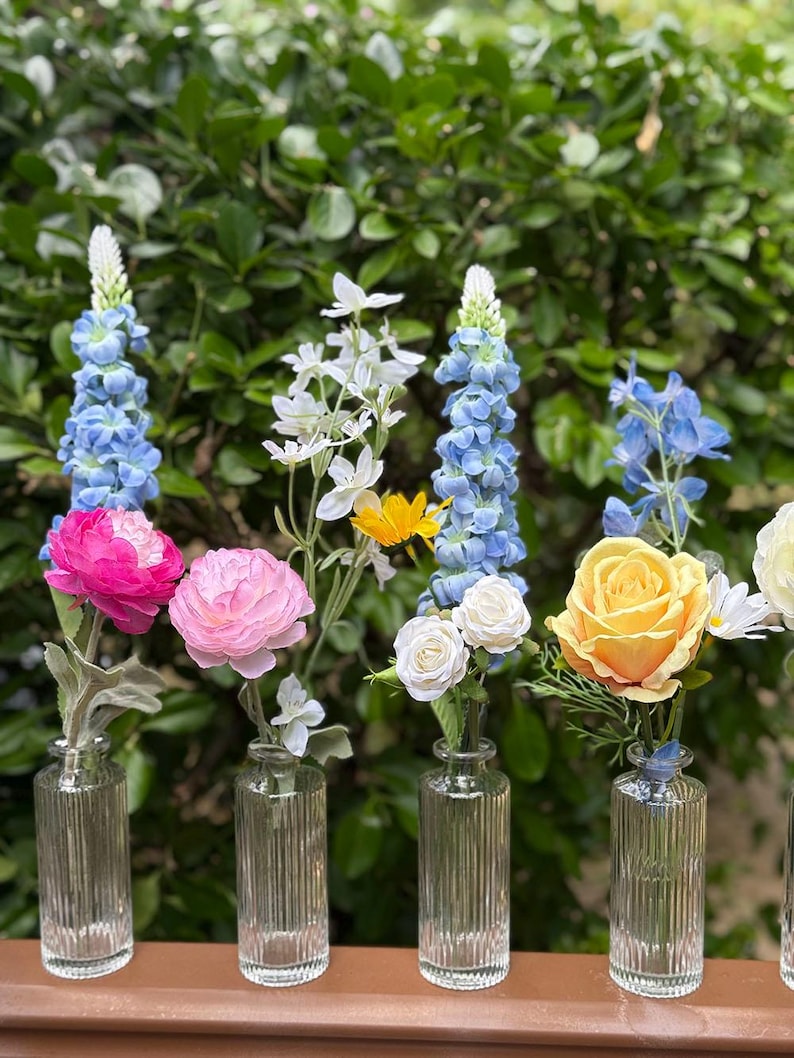 A&F Bud Vase Flower Set, Mini Glass Vase Centerpieces, Bud Vase Flowers ...