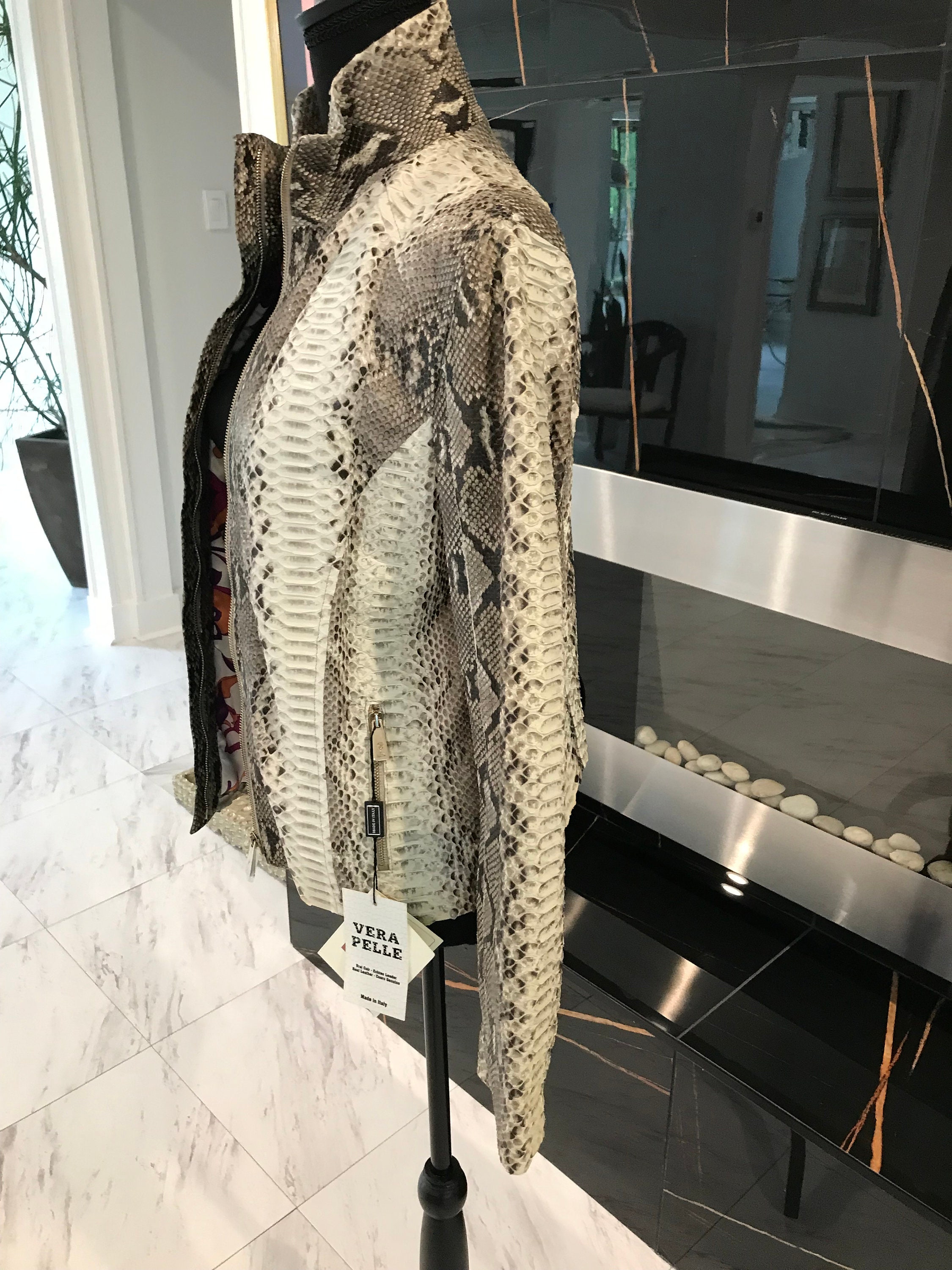 BEAUTIFUL Black/white PYTHON JACKET. Made in Italy Custom Sample - Etsy