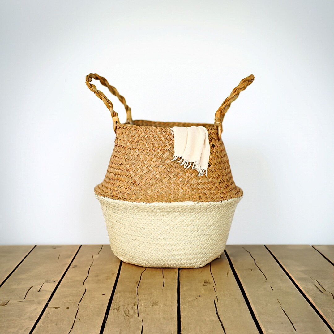 Sand-colored Seagrass Basket in Different Sizes Ø 22 Cm - Etsy