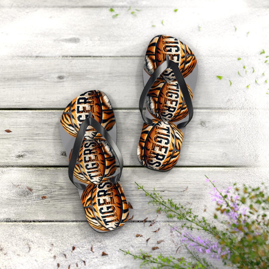 Stylish Flip Flops With Tiger Design, Summer Beach Flip Flops, Trendy ...
