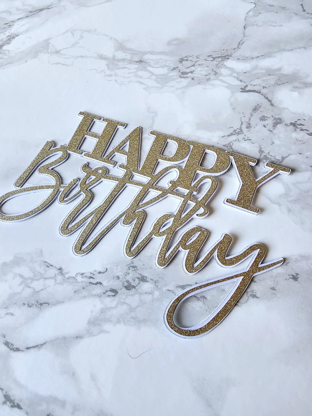 Gold Glitter Birthday Cake Topper, Glitter Cake Charm, Glitter Birthday ...
