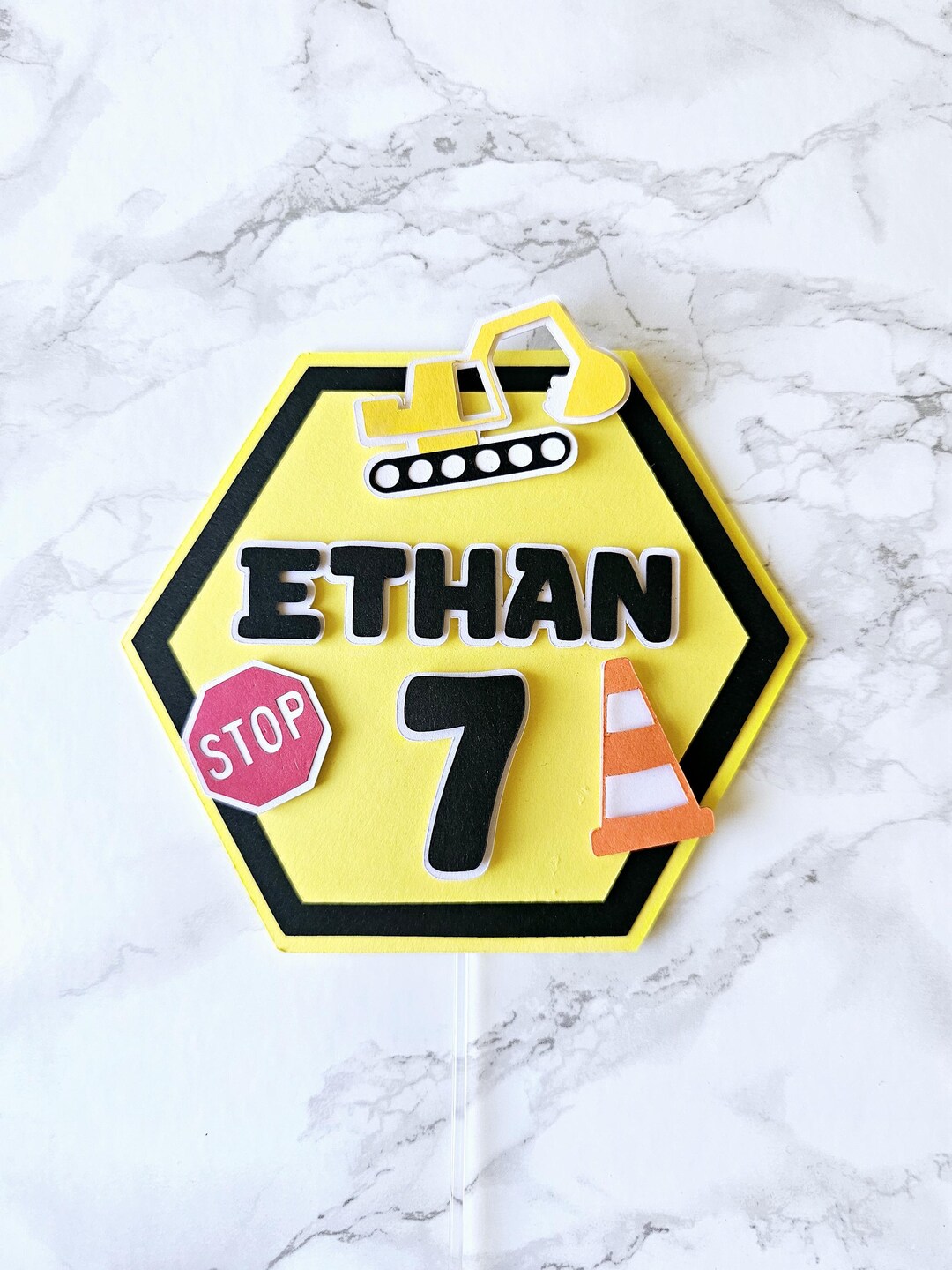 Custom Construction Truck Cake Topper Personalised Crane Birthday Cake ...