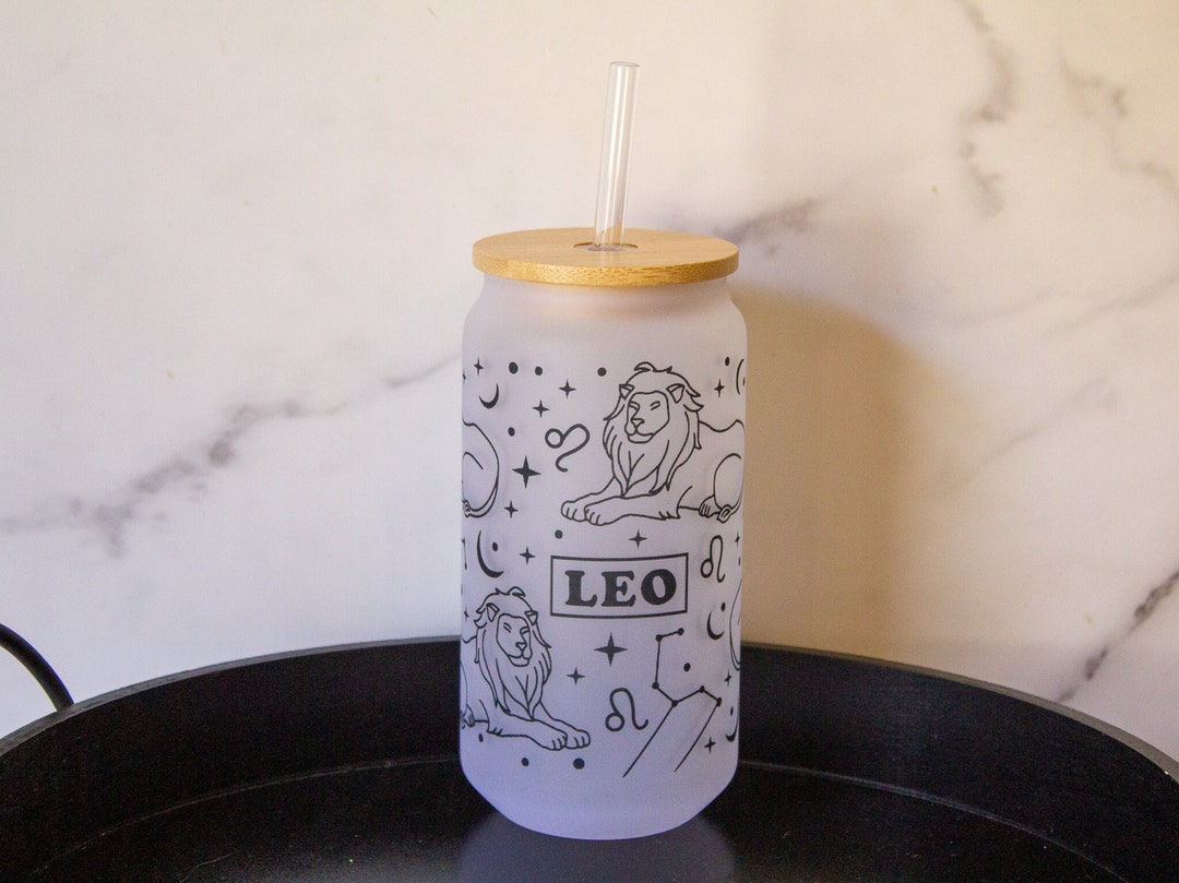 Leo Iced Coffee Cup, Leo Glass Can, Leo Cup With Lid, Leo Cup With ...