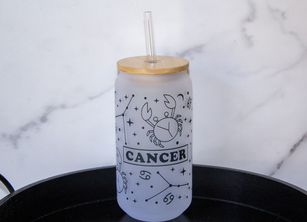 Cancer Iced Coffee Cup, Cancer Glass Can, Cancer Cup With Lid, Cancer ...