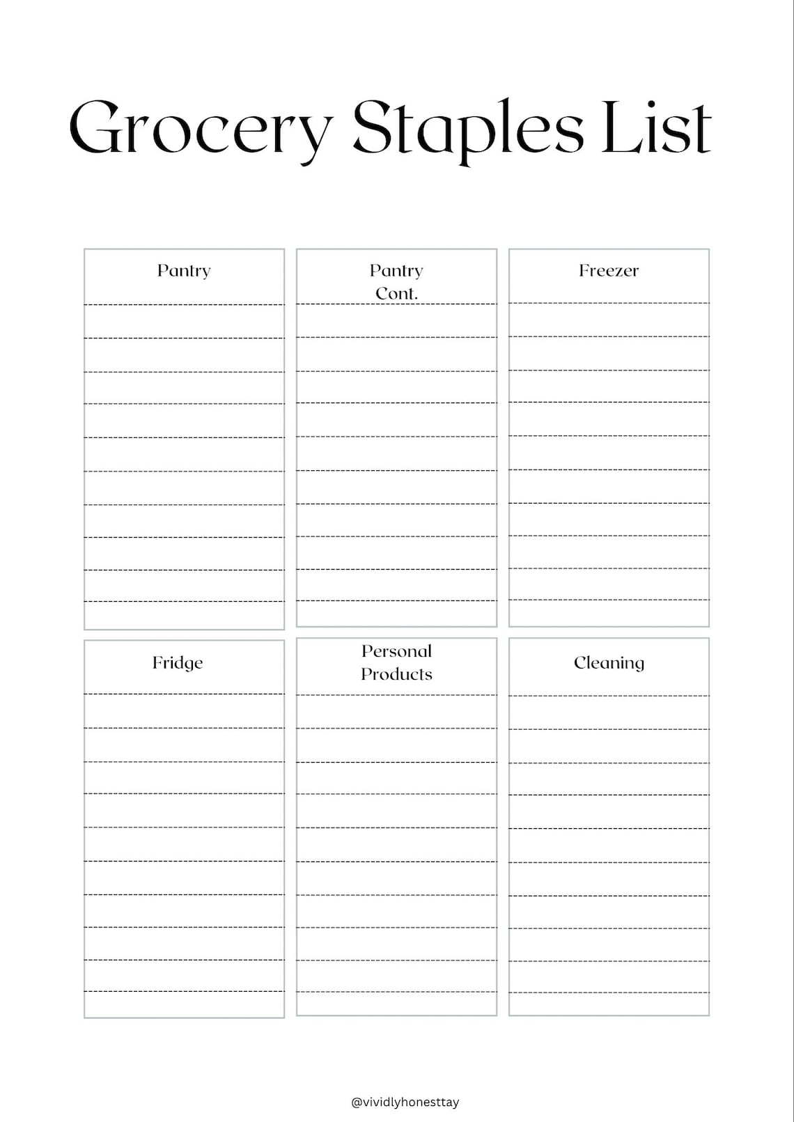 Grocery Staples List - Etsy