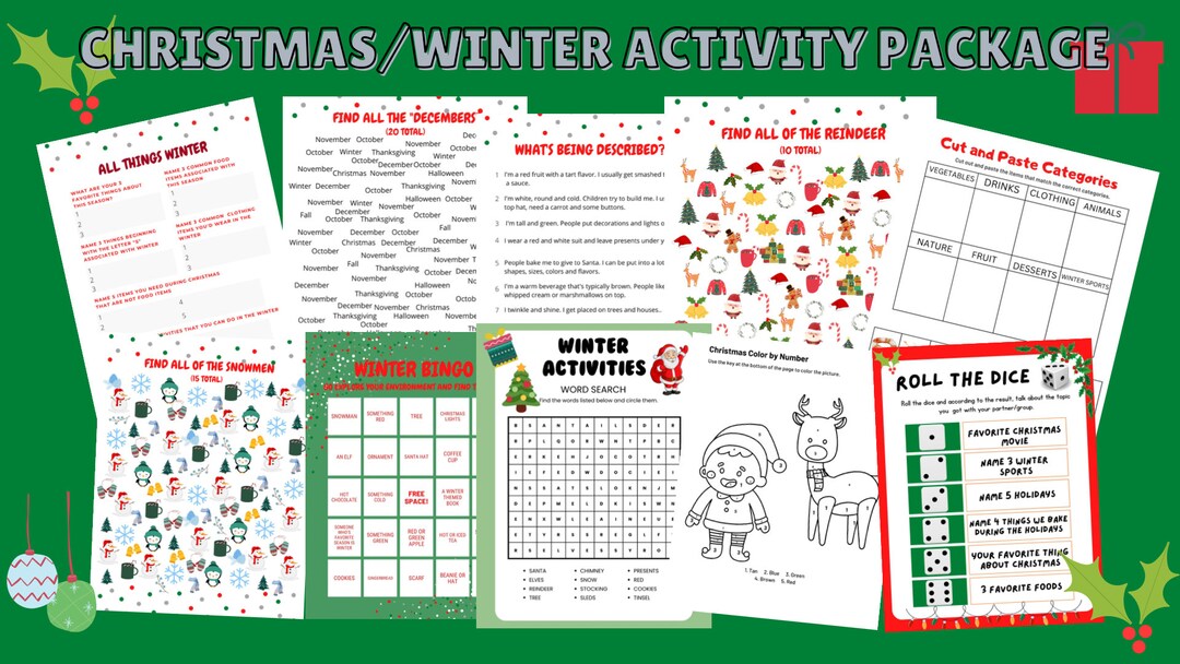 Winter/christmas Language Activities Package - Etsy