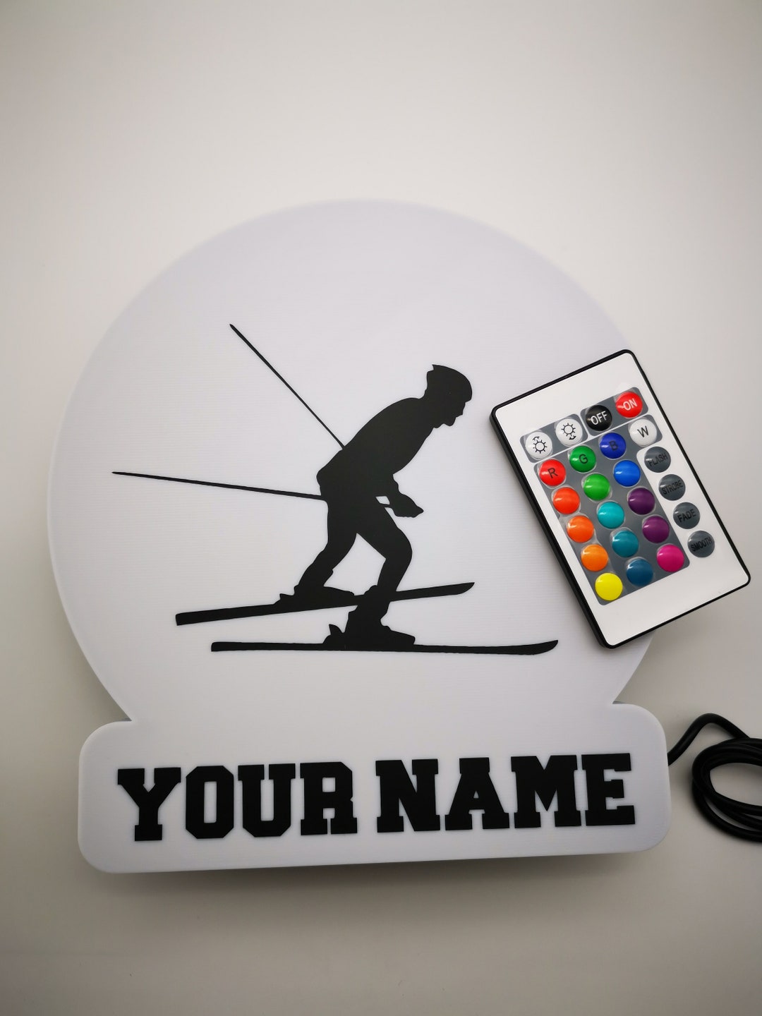 Personalizable Ski Lamp With LED Silhouette + Name | Gift for Ski Fans ...