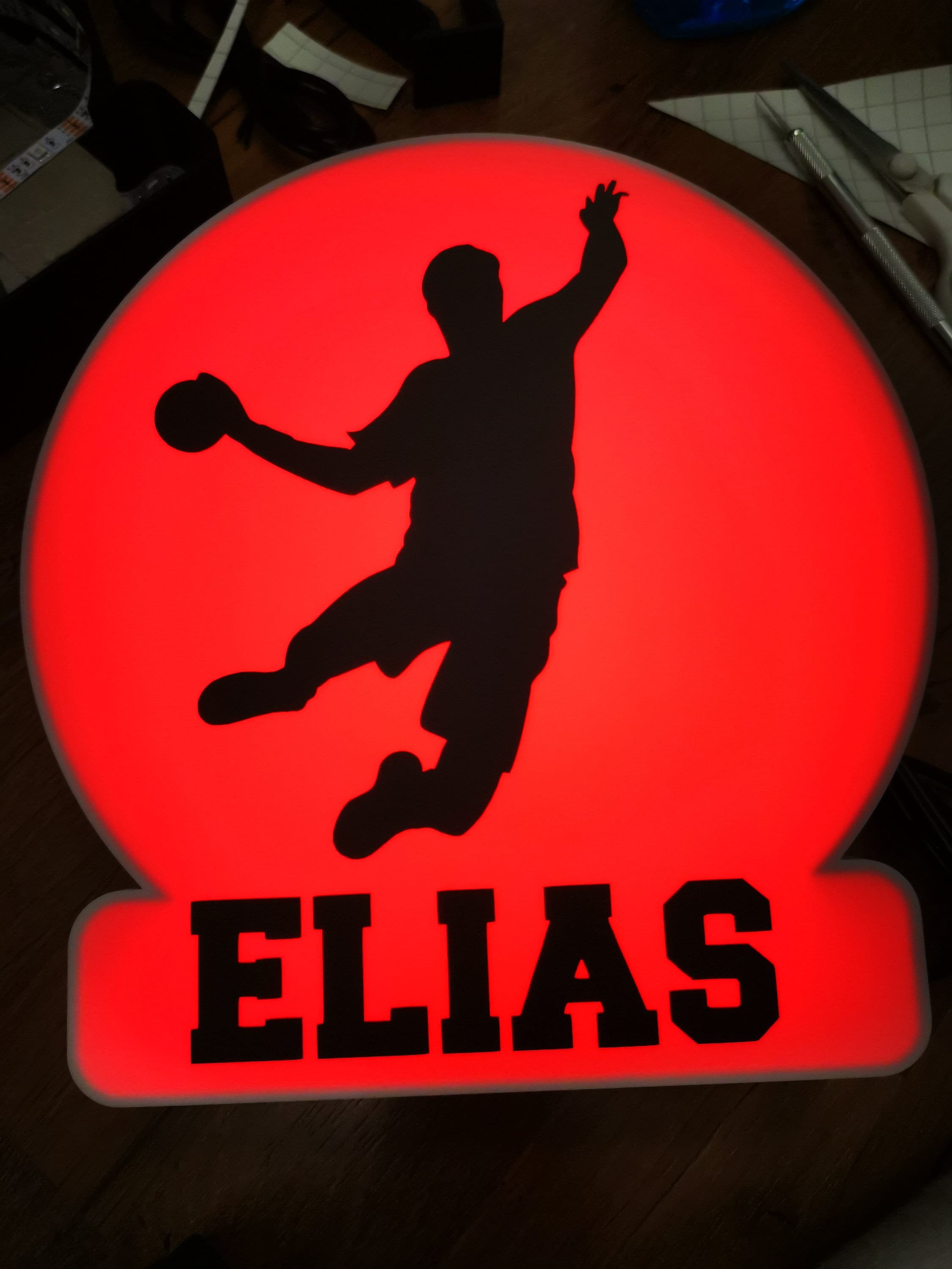 Lampe de handball personnalisable avec silhouette LED nom Cadeau pour ...