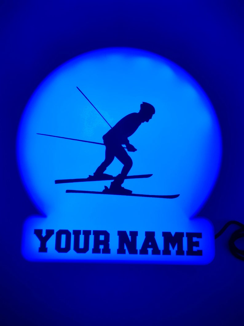 Personalizable Ski Lamp With LED Silhouette Name Gift for Ski Fans ...