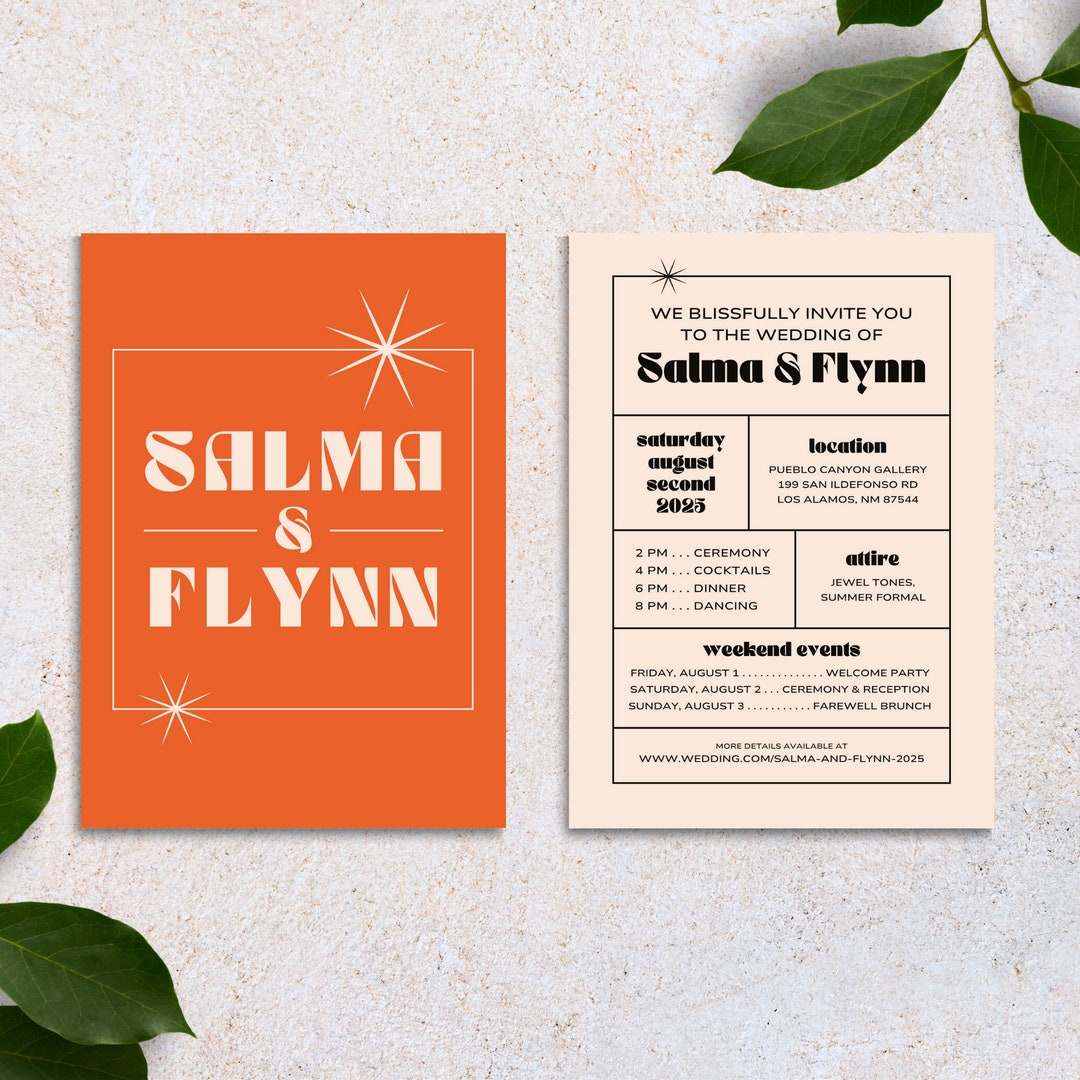 Colorful Wedding Invitation | Deep Bold Jewel Tone Orange Bright ...