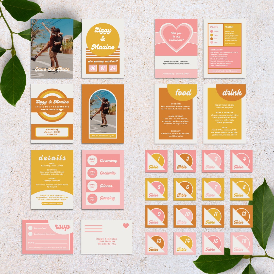 Canva Wedding Invitation Set | Digital Download Print | Customizable ...