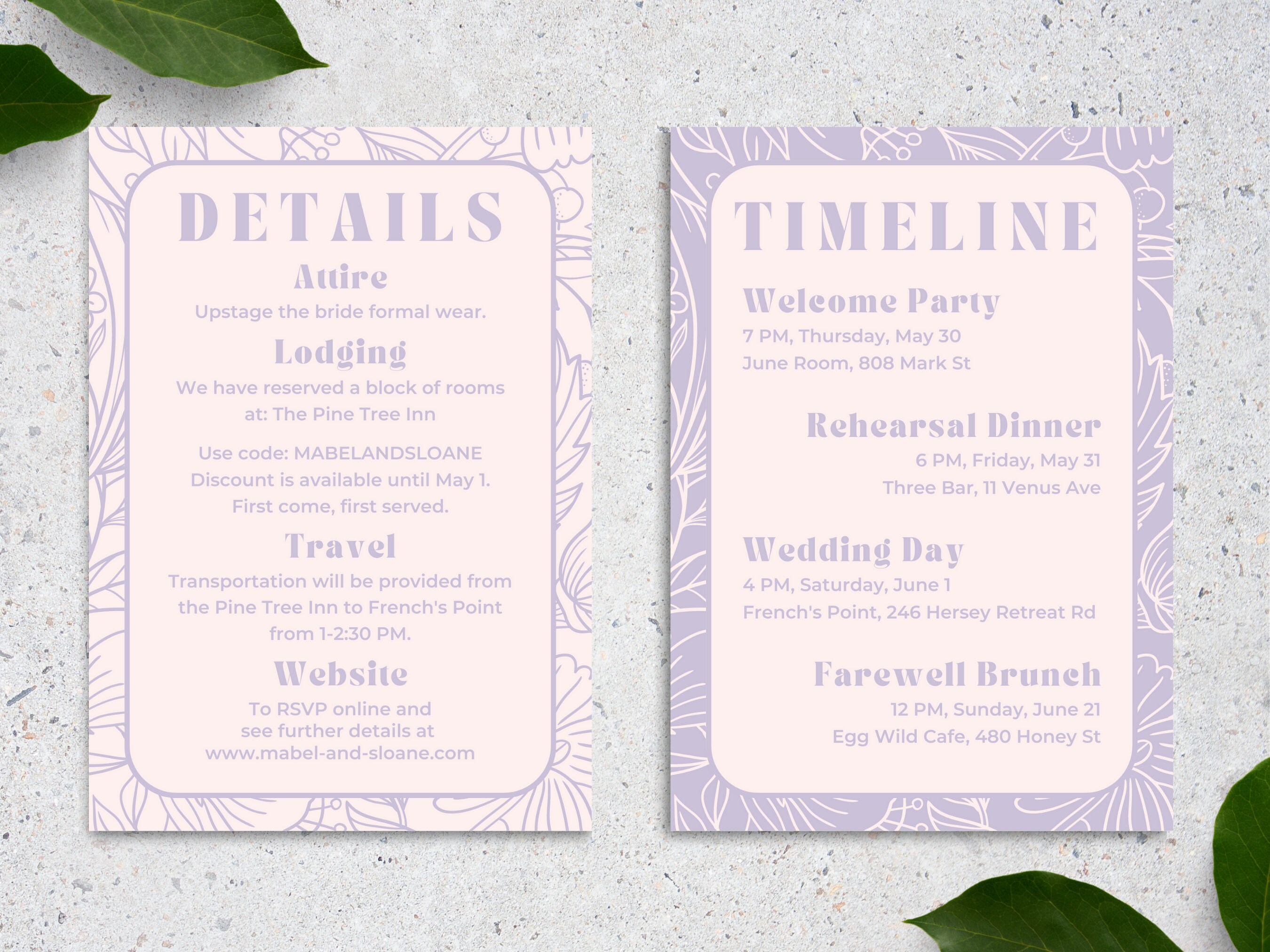 Pastel Purple Violet Floral Wedding Invitation Stationary Set - Etsy