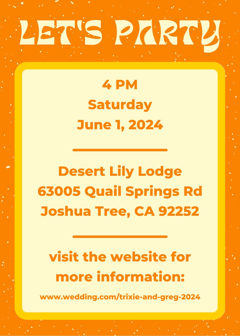 Retro Yellow + Orange Wedding Invitation | Custom Canva Template ...