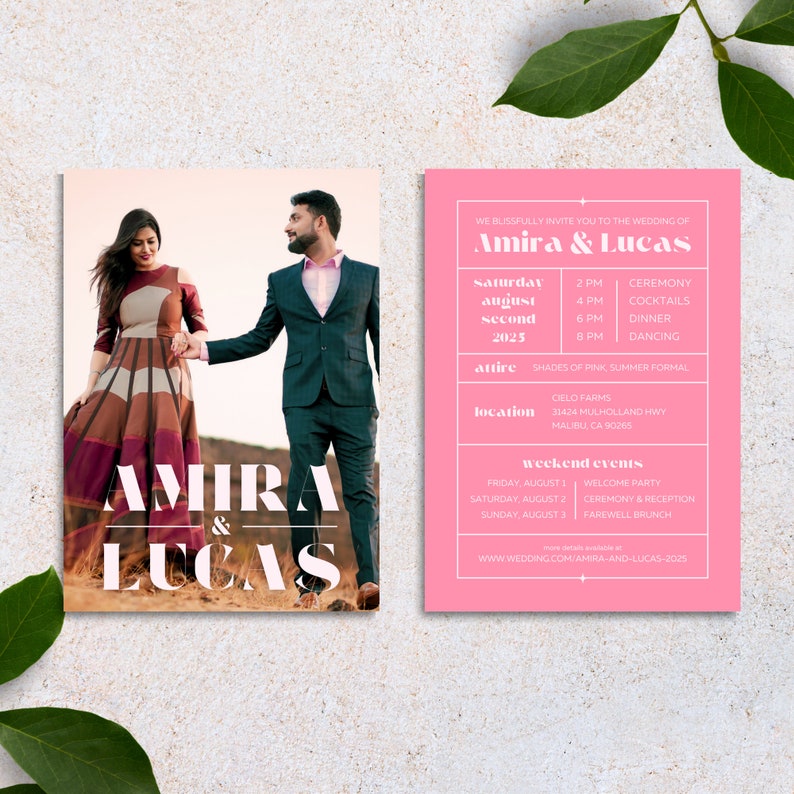 Bright Pink Wedding Invitation Set | Colorful Whimsical Fun Retro ...