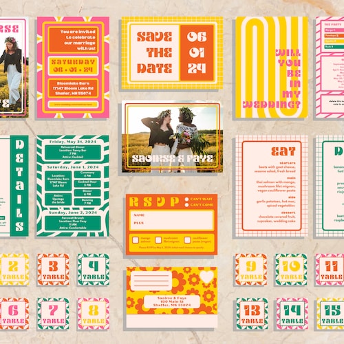 Canva Wedding Invitation Set Digital Download Print - Etsy