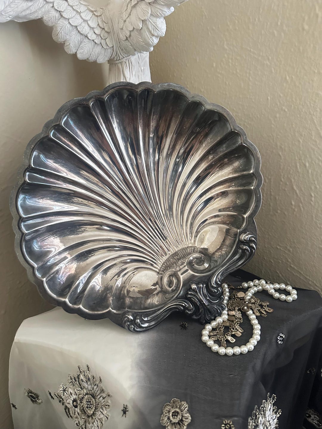Vintage Silver Clam Shell Serving Dish, Web Silver Company, Edwardian ...