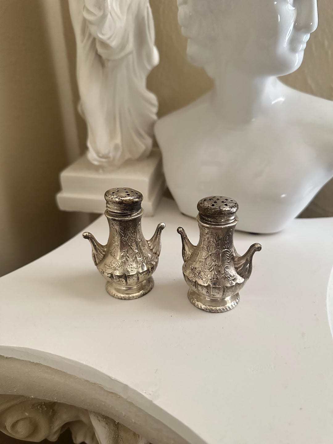 Vintage Ornate Silver Salt and Pepper Shaker Set, Made in Japan - Etsy