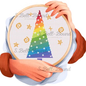Mini Cross Stitch Patterns - Rainbow Trees, 6 Cross Stitch Patterns PDF ...
