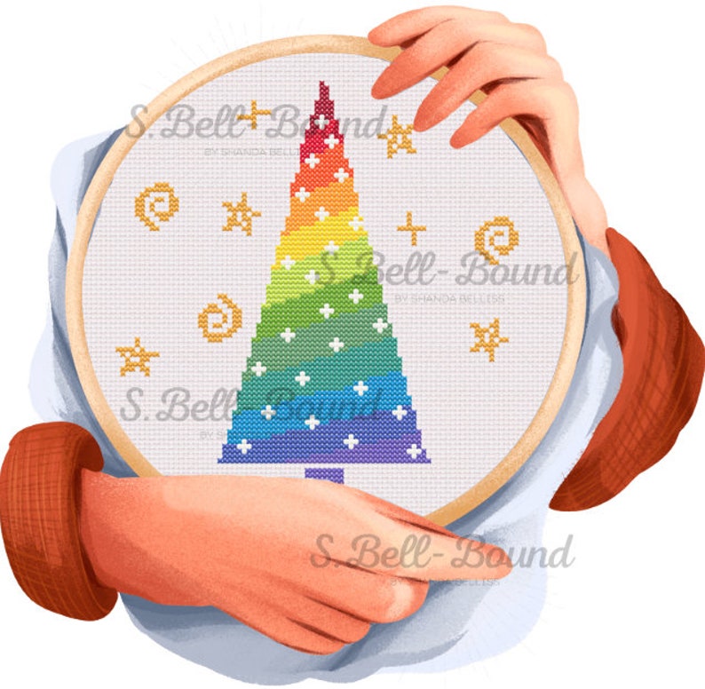 Mini Cross Stitch Patterns - Rainbow Trees, 6 Cross Stitch Patterns PDF ...