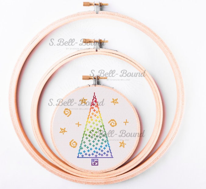Mini Cross Stitch Patterns Rainbow Trees, 6 Cross Stitch Patterns PDF ...