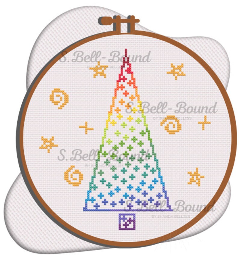 Mini Cross Stitch Patterns - Rainbow Trees, 6 Cross Stitch Patterns PDF ...