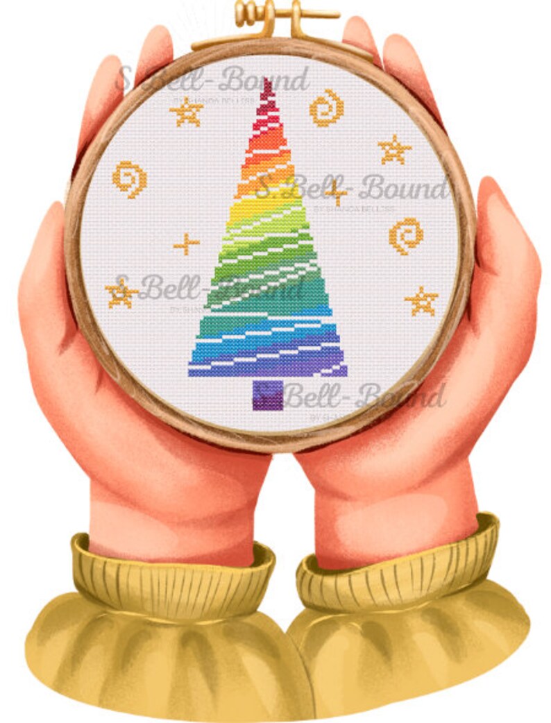 Mini Cross Stitch Patterns - Rainbow Trees, 6 Cross Stitch Patterns PDF ...