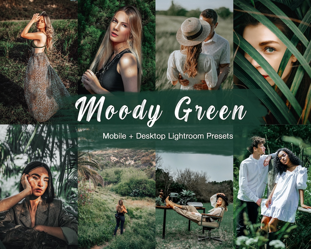 5 Moody Green Lightroom Presets, Mobile and Desktop, Photo Editing ...