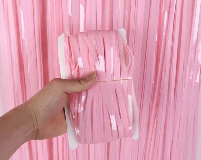 Pink Pastel Fringe Curtains - Party Backdrop Curtain / Pastel Pink ...