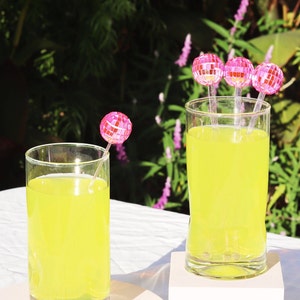 Stylish Pink Disco Ball Drink Stirrers 6 Pack Cocktail Party ...
