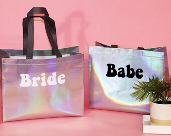 Retro Holographic Tote Gift Bag Personalized / 70s 80s Disco Style ...