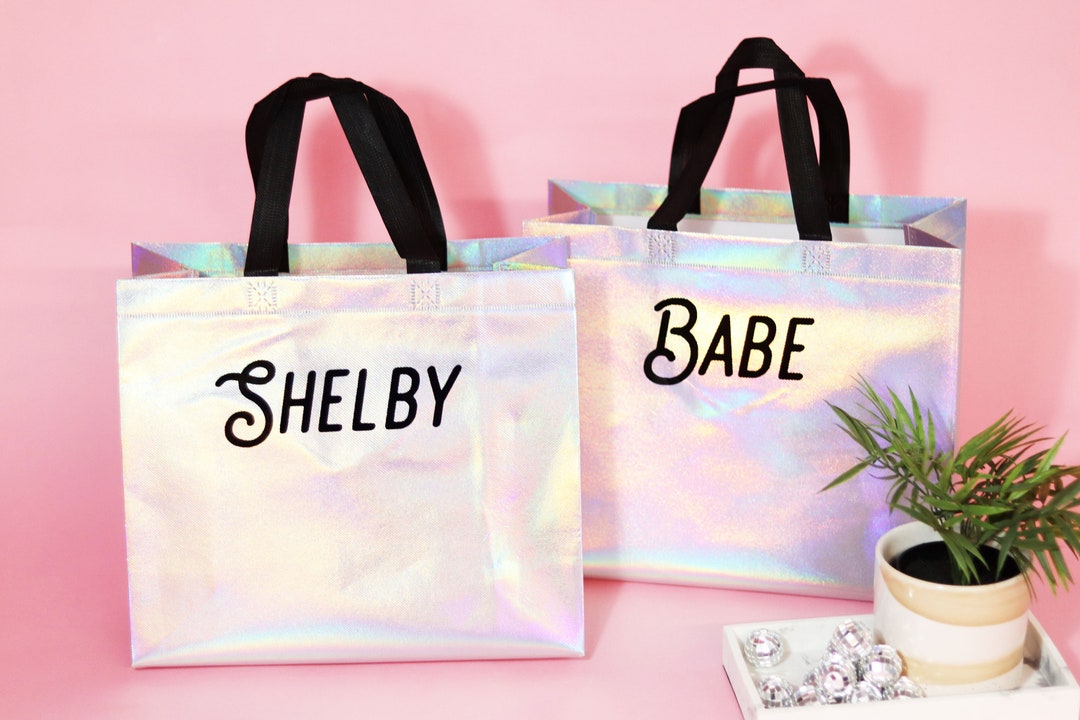 Retro Iridescent Tote Gift Bags Personalized / 70s 80s Disco Style ...