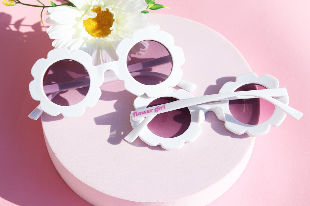 White* Flower Design Sunglasses for Kids - Custom Flower Girl ...