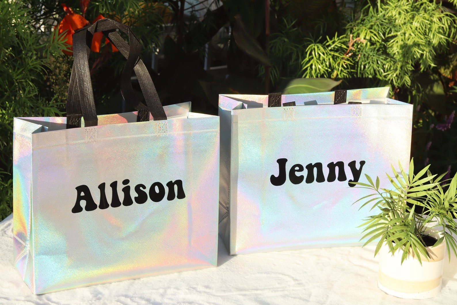 Retro Holographic Tote Gift Bag Personalized / 70s 80s Disco Style ...