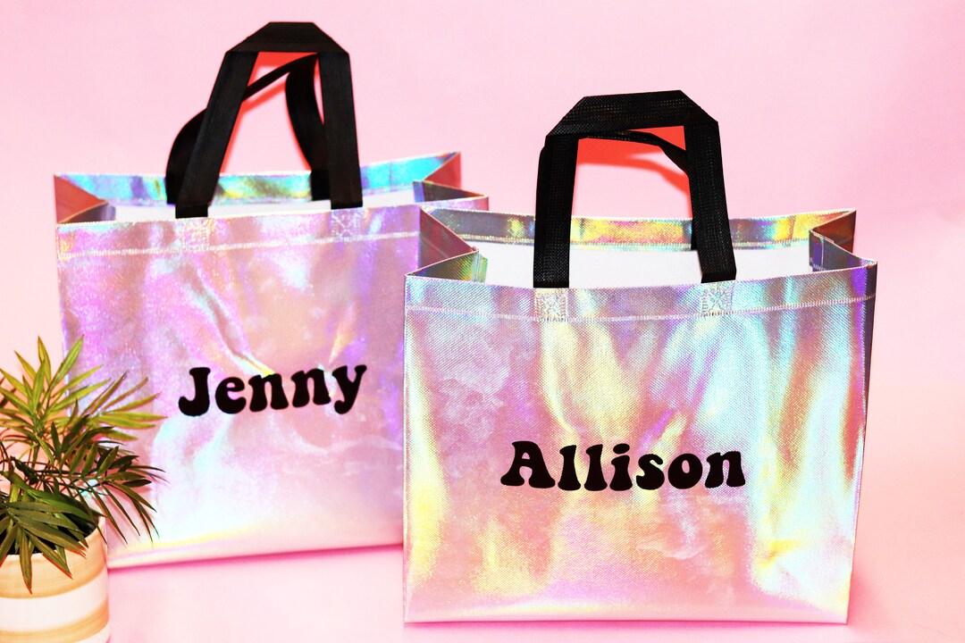 Retro Holographic Tote Gift Bag Personalized / 70s 80s Disco - Etsy
