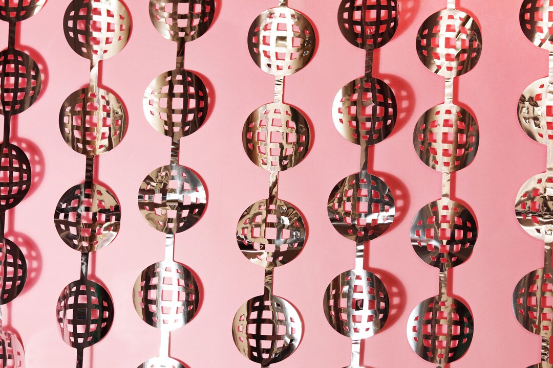 Retro Silver Disco Ball Foil Party Curtains / Bachelorette Birthday ...