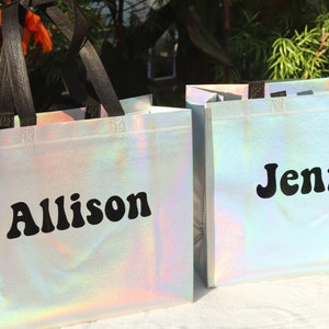 Retro Holographic Tote Gift Bag Personalized / 70s 80s Disco Style ...