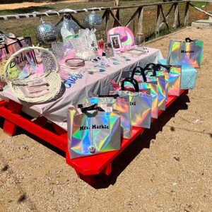 Retro Holographic Tote Gift Bag Personalized / 70s 80s Disco Style ...