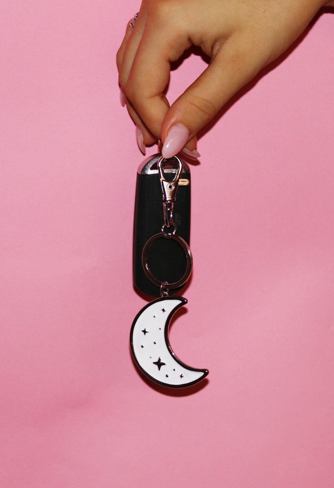 Crescent Moon Keychain / Moon & Stars Enamel Keychain / Celestial Moon ...