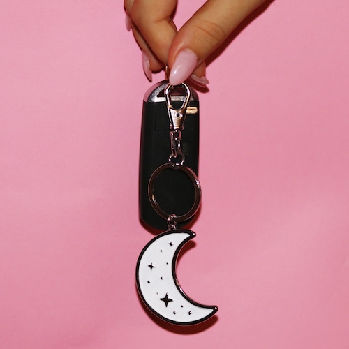 Crescent Moon Enamel Keychain - Etsy