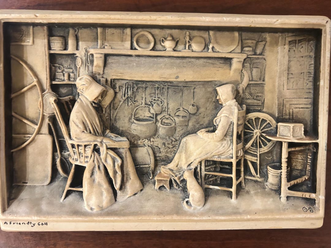 1930s Charming Detailed Vintage Ivorex 3D Detailed Plaque Entitled "a ...