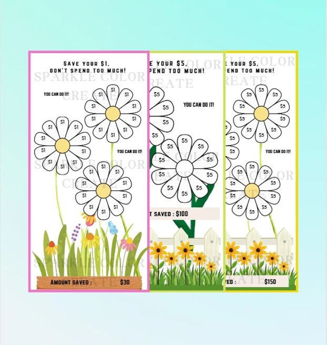 A6 Cash Savings Challenge, Flowers, Spring Printable Money Saving ...