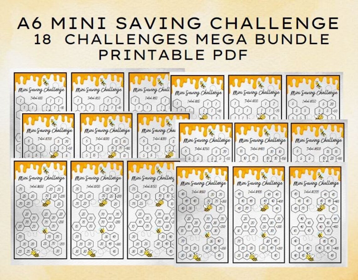 A6 Bee Saving Challenge, Printable Money Tracker, Budget Binder Bundle ...