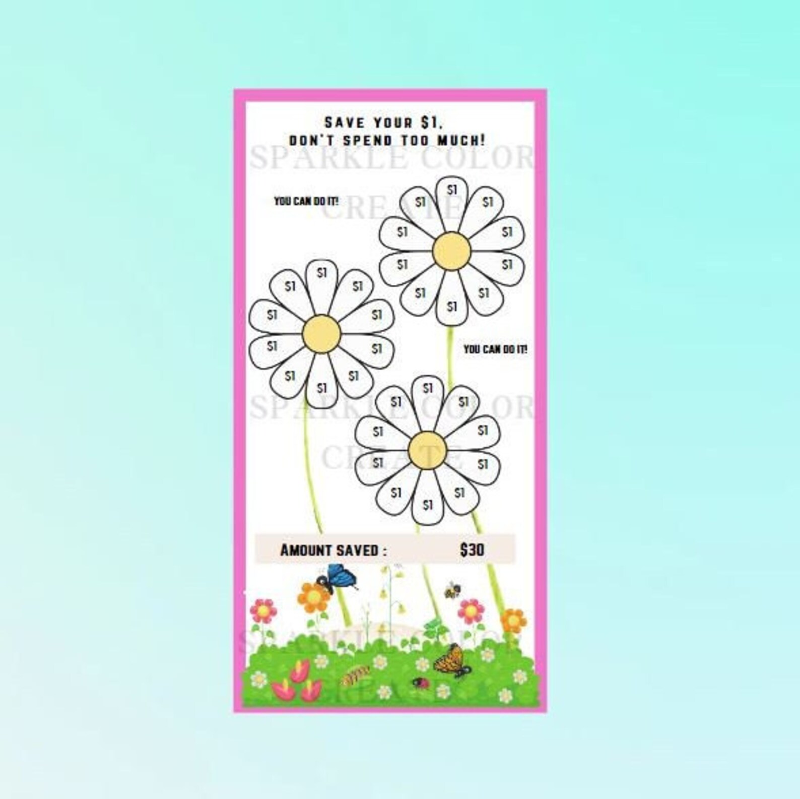A6 Cash Savings Challenge, Flowers, Spring Printable Money Saving ...
