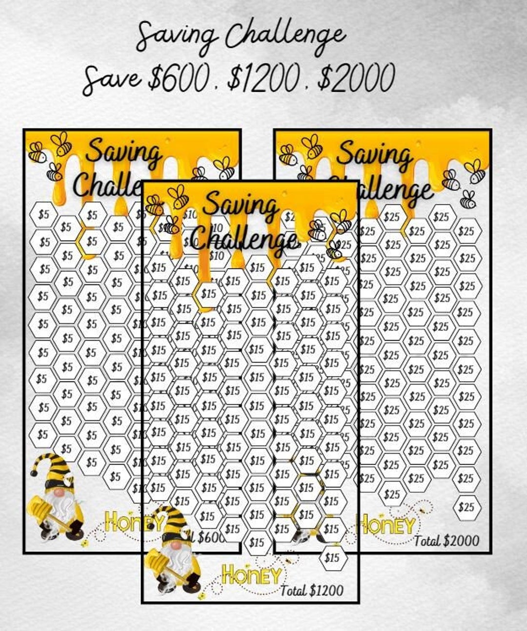 A6 Bee Cash Savings Challenge, Printable Money Saving Tracker, Budget ...