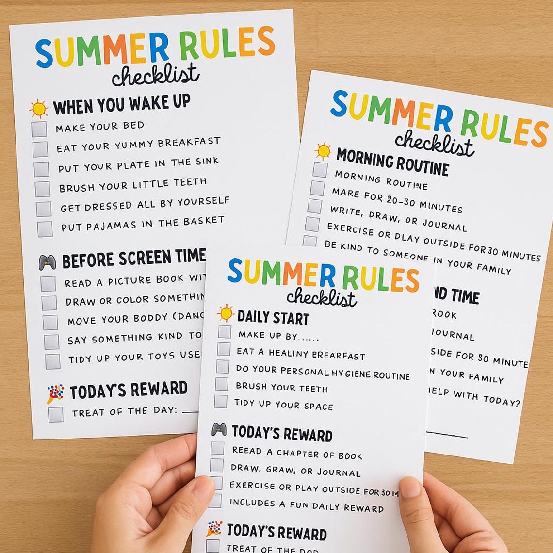 Summer Rules Checklist – 3 Versions for Kids, Tweens & Teens – Daily ...