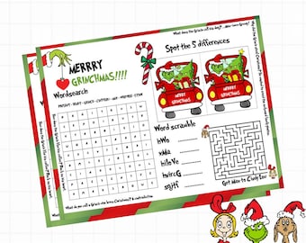 Grinch Activity Page, Printable, Christmas Holiday, Grinchmas, Instant ...