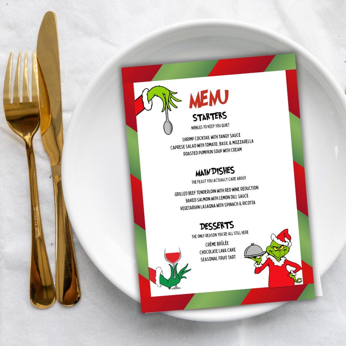 Grinch Christmas Menu Set | Food & Drinks Menu Printable - Etsy