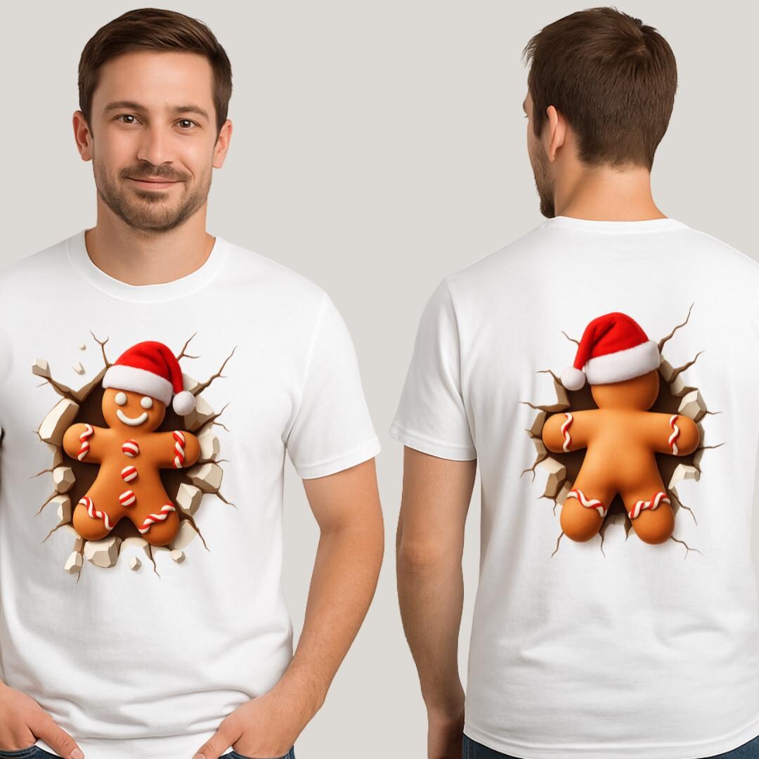 Cheeky Gingerbread Man Clipart – Front & Back Christmas Shirt Design ...