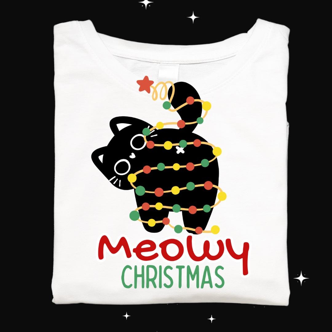 Funny Christmas Cats With Christmas Light Png, Meowy Christmas Png ...
