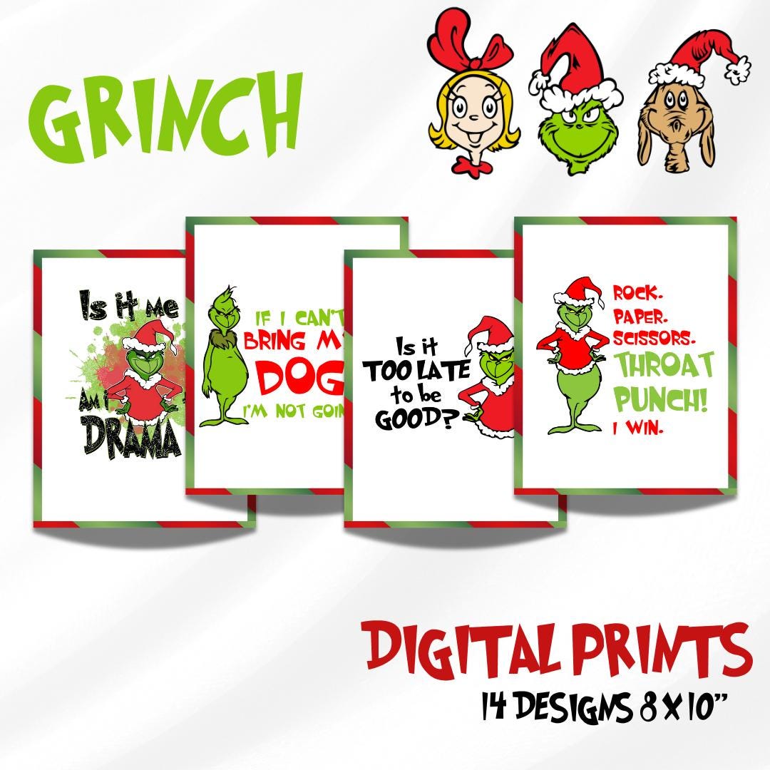 Grinch Printables | Christmas Party Decor | 8x10 Signs | Instant ...